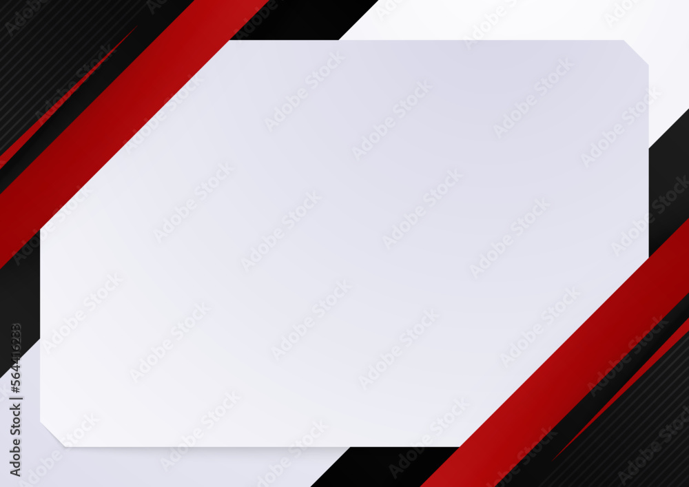 Modern abstract red and black border frame element on white background ...