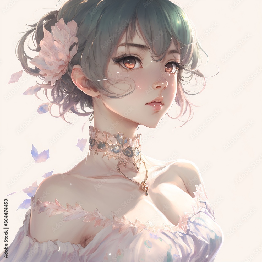 beautiful anime girl, young princess, generative AI Stock Illustration ...