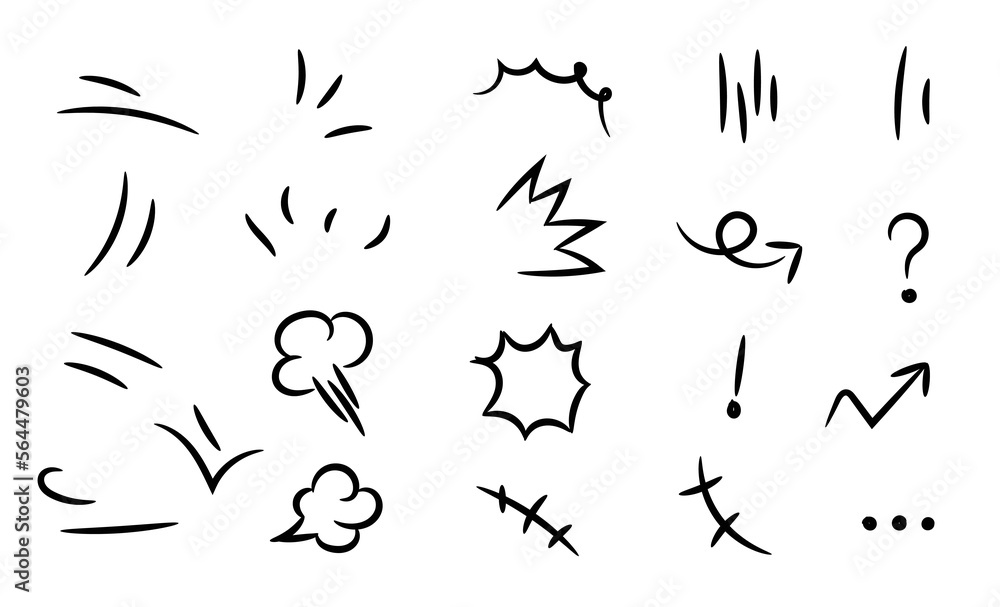 Стоковое векторное изображение «Vector set of hand-drawn cute cartoony ...