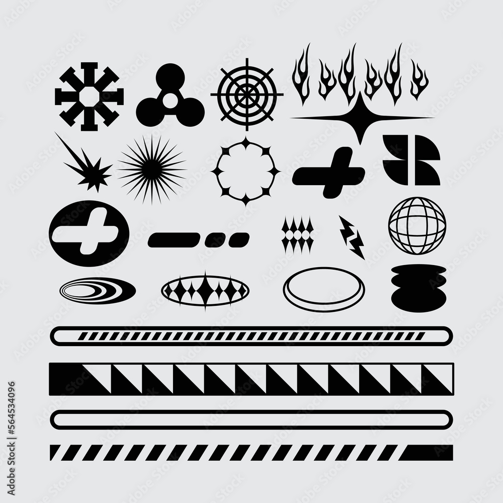 Y2k icon symbol asset streetwear element cyberpunk interface futuristic ...