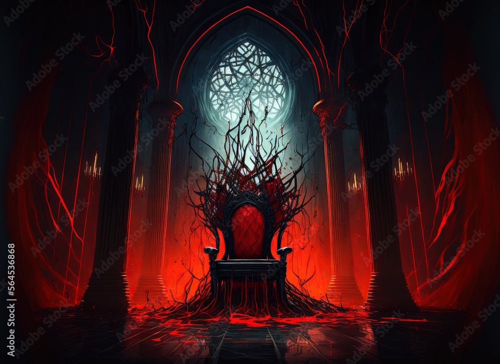 Stock-Illustration „illustration of the hell throne hall with a throne, idea for scary ...