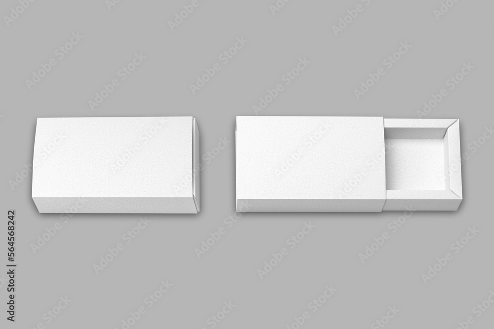 Blank Rigid Sleeve box die cut mock up template. Blank sliding drawer ...