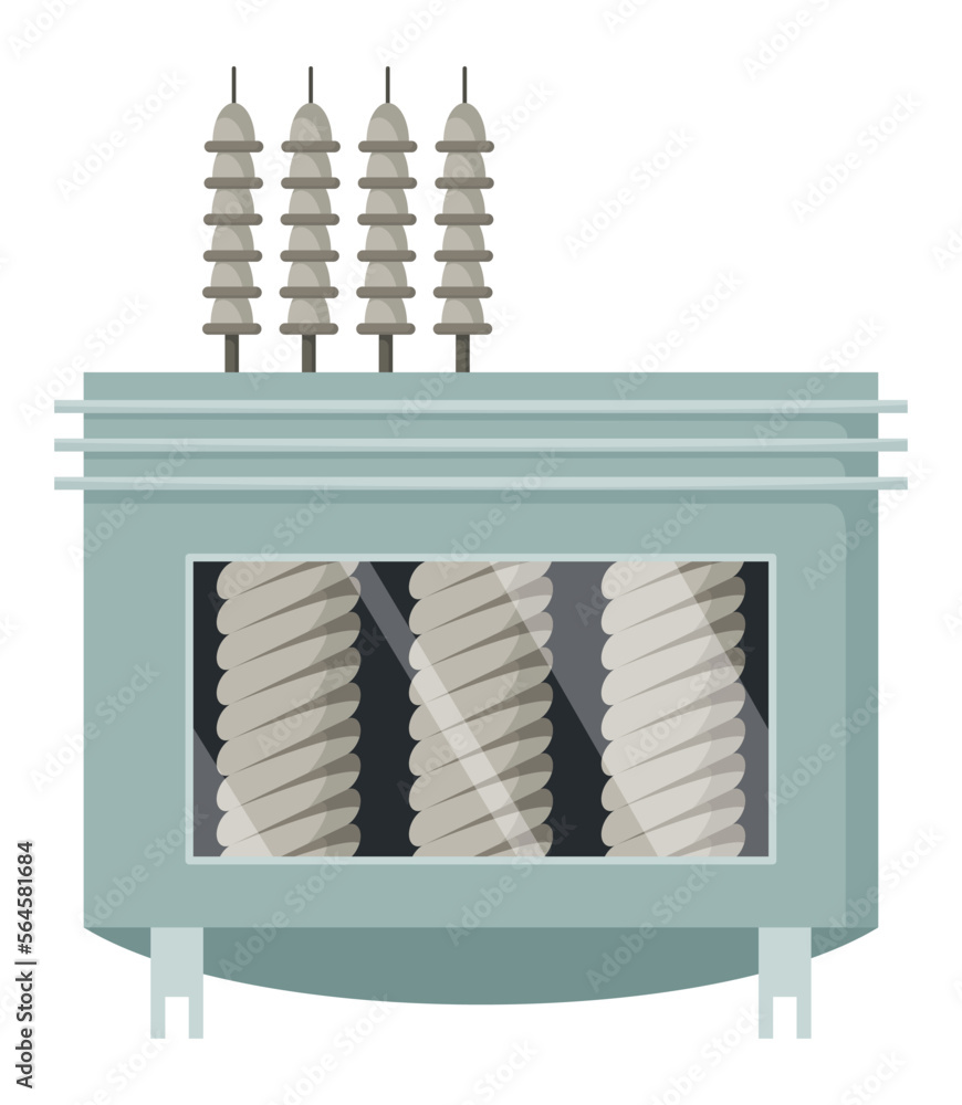 High voltage electrical transformer and isolator. Energy substation ...