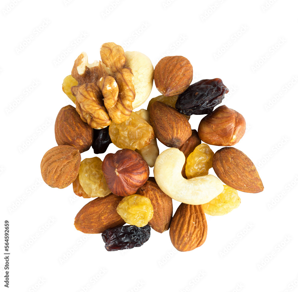 Nuts and dried fruits isolated on transparent background. PNG format ...