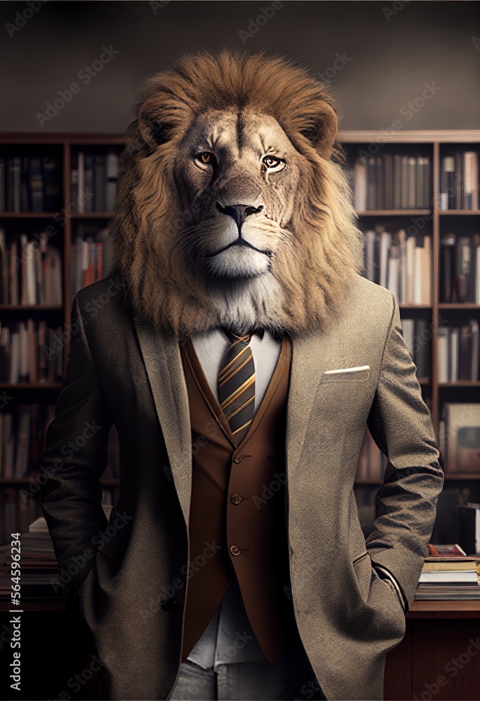 Portrait of an animal dressed in a suit in the office,animals in a suit ...