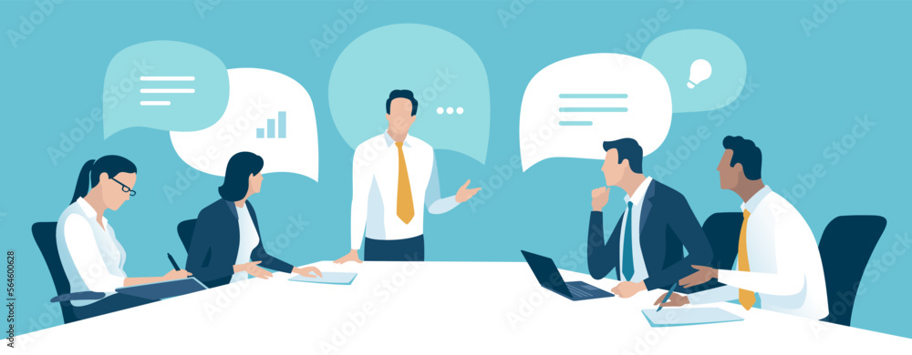 Discussion. Business meeting. Teamwork and communication concept ...