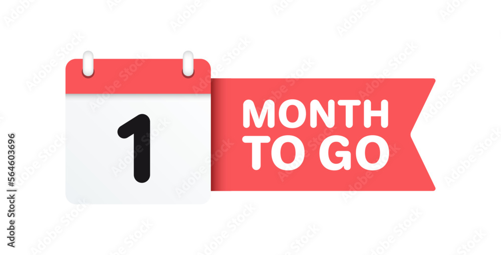 One Month To Go Calendar Icon Stock Vector | Adobe Stock