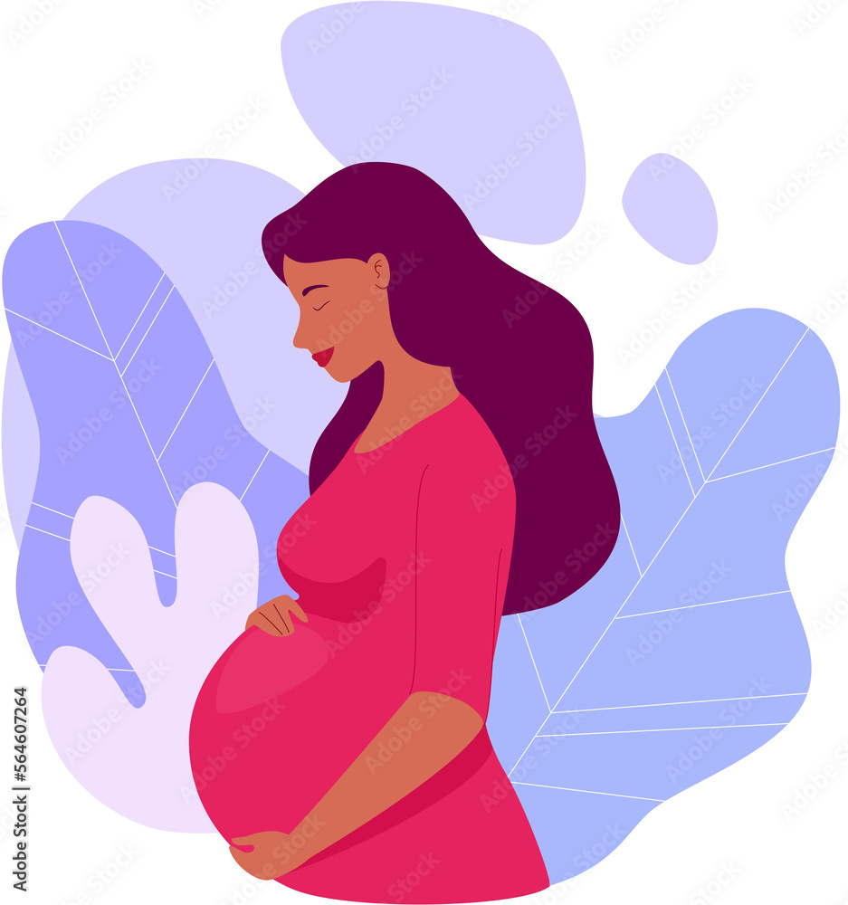 Concept of pregnancy, motherhood, family. Profile of pregnant woman ...