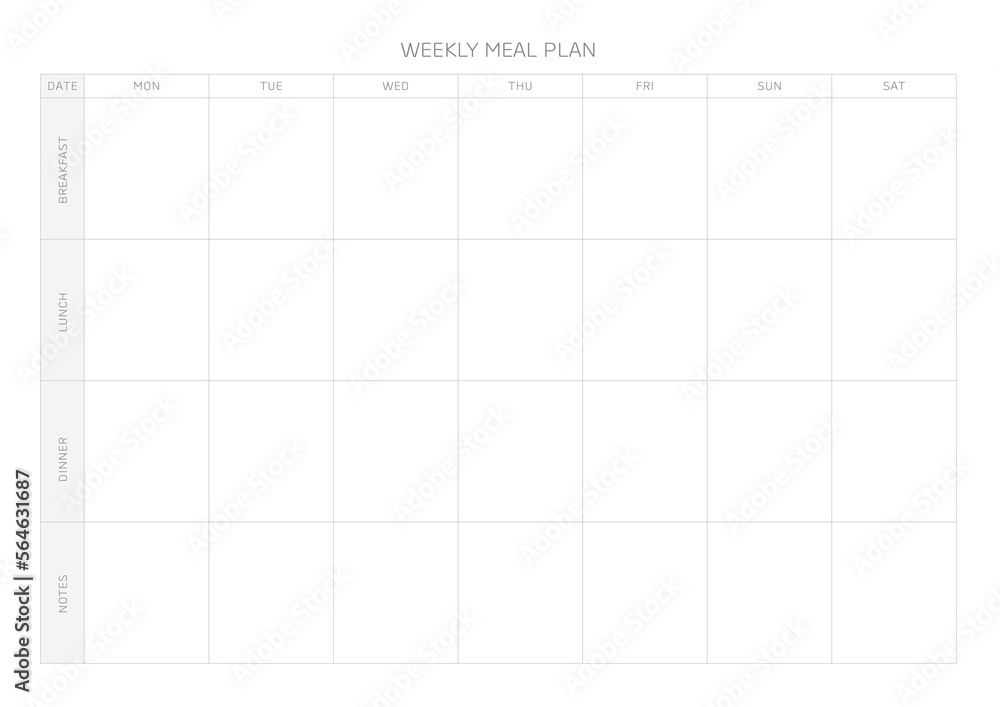 A weekly meal plan design template in a modern, simple, and minimalist ...