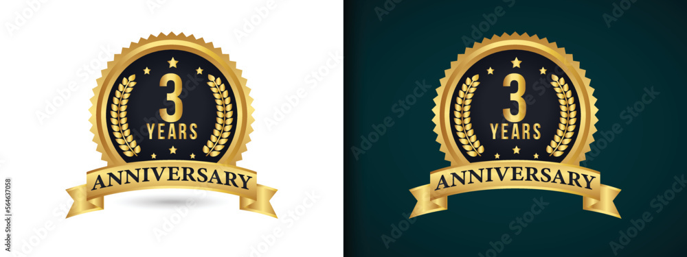 3th years anniversary logo design template. 3 Years Anniversary badge ...