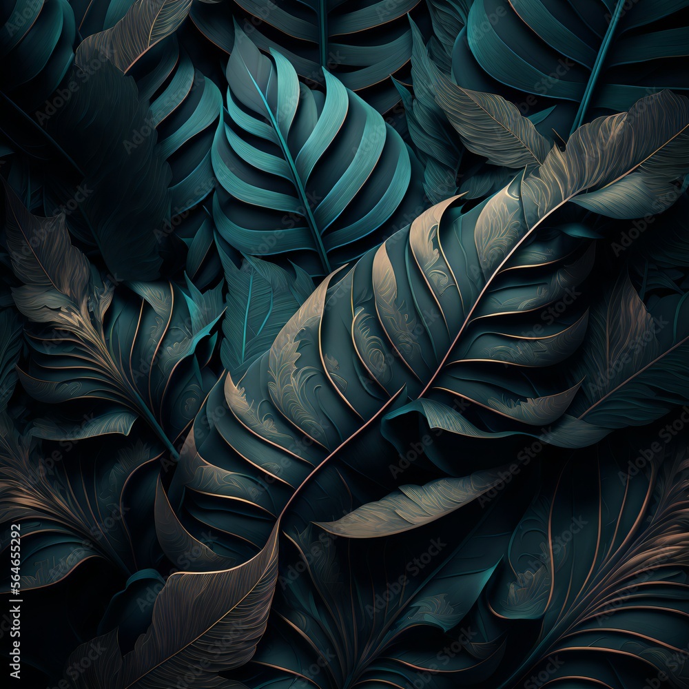 Luxury leaf texture. Closeup view of fantasy leaves. Stock Illustration ...