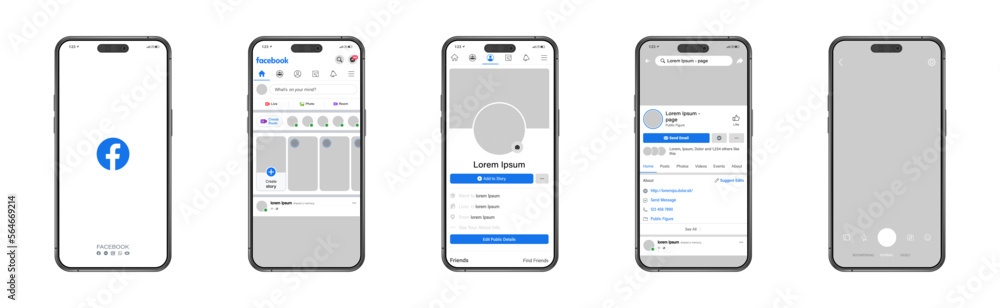Vector de Stock Facebook. Facebook mockup. Facebook mobile App ...