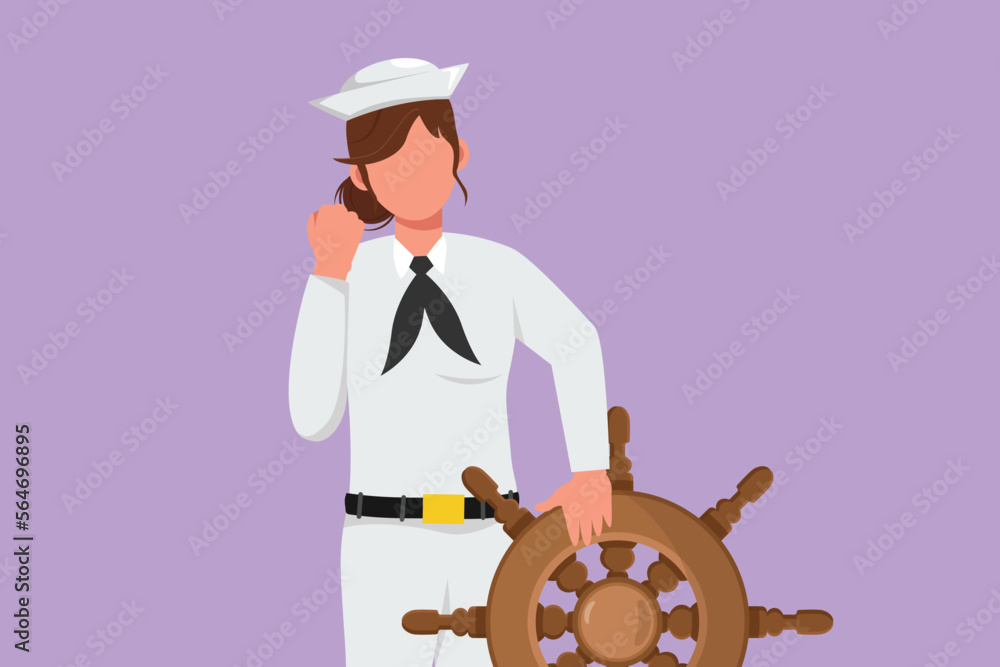 Stock-Vektorgrafik „Character flat drawing beautiful sailor woman with ...