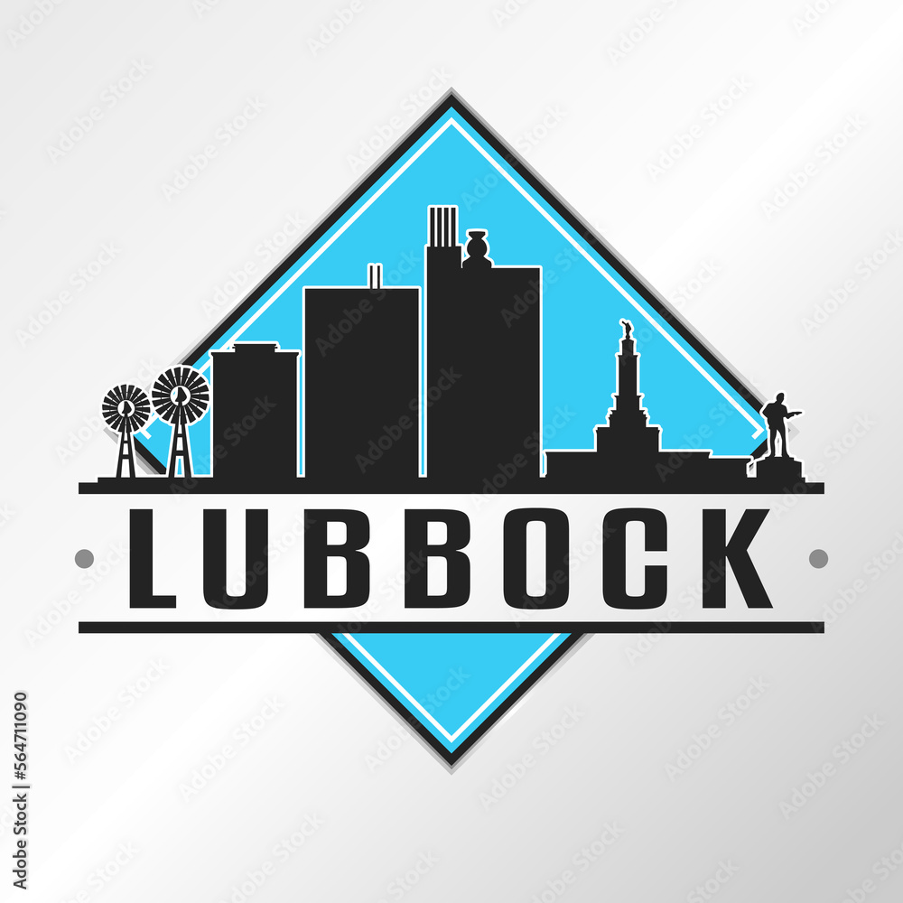 Lubbock, TX, USA Skyline Logo. Adventure Landscape Design Vector City ...