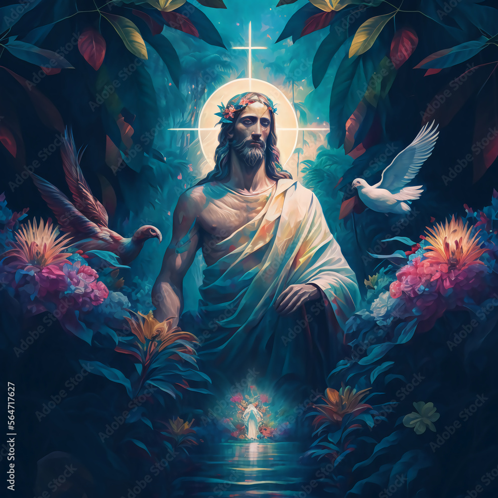 Jesus Chris, digital portraite. Stock Illustration | Adobe Stock