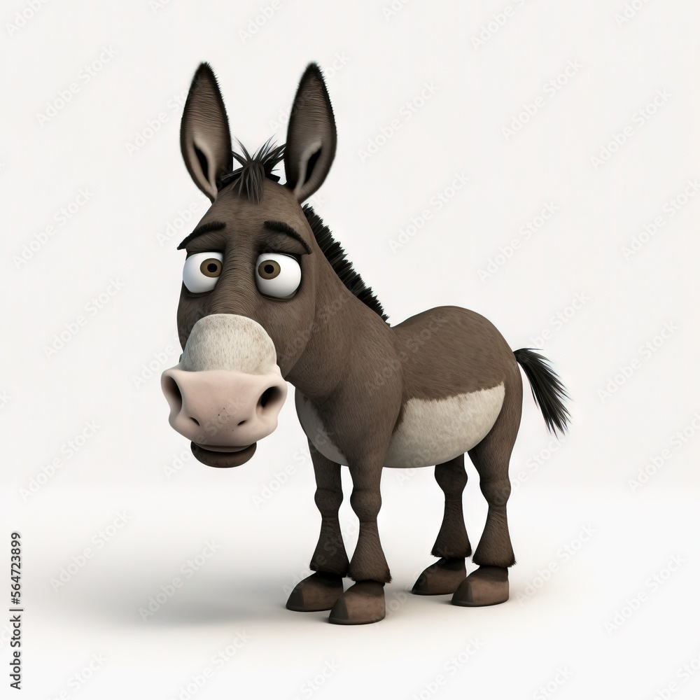 a cartoon donkey standing in front of a white background Stock ...
