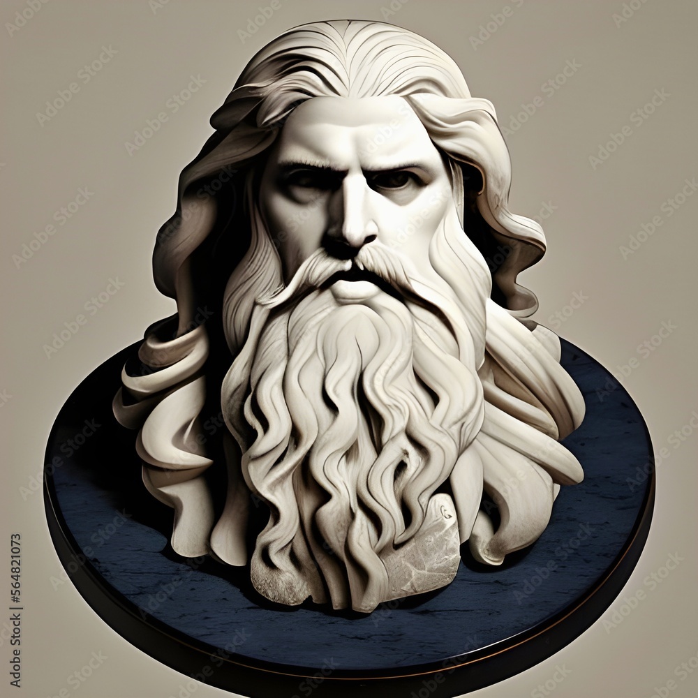 Generative AI image featuring a chiseled white marble statue bust of ...