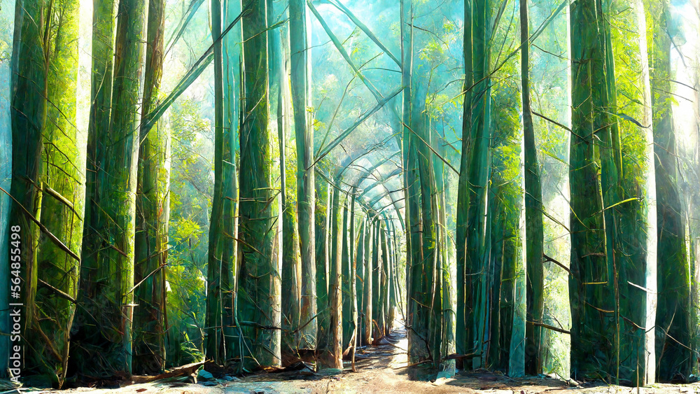 Bamboo Forest Tunnel Landscape Concept Map illustration Generative AI ...