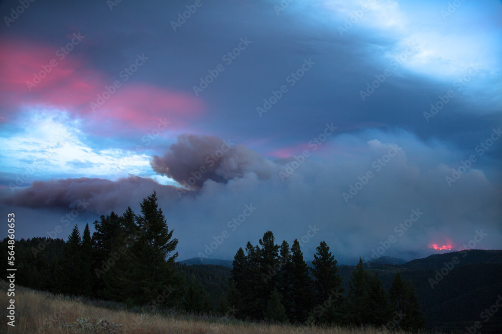 Wildfire at Lolo Peak crowns through trees on edge of Selway-Bitterroot ...