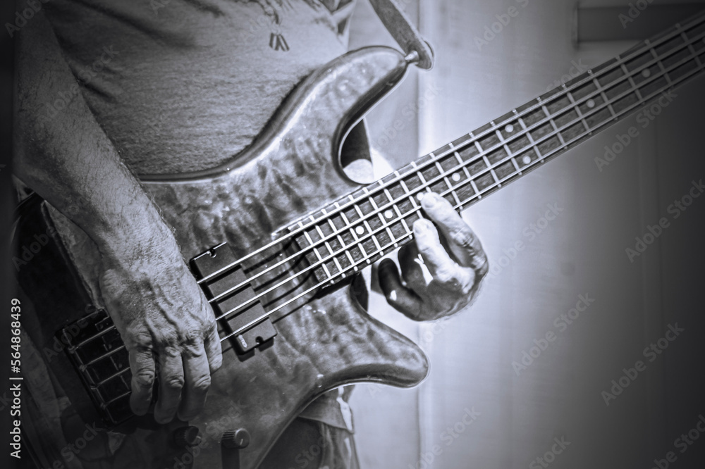 electric guitar, bass being played Stock Photo | Adobe Stock