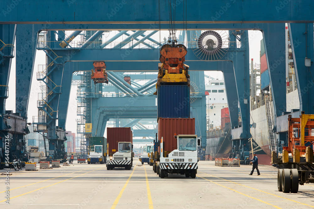 International cargo shipping terminal Stock Photo | Adobe Stock