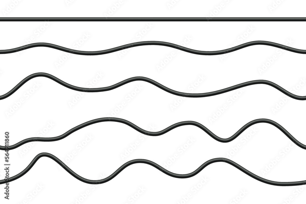 Realistic electrical wires. Cable power energy. Flexible thick network ...