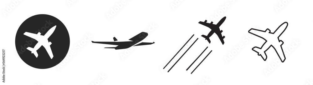 Airplane icon takeoff logo black pictogram set vector or plane take off ...