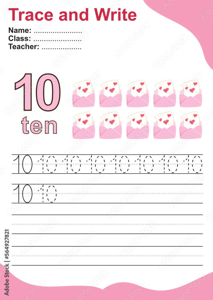 Trace and write number for children. Tracing practice worksheet for ...