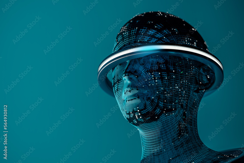 Artificial intelligence in humanoid head Stock Photo | Adobe Stock
