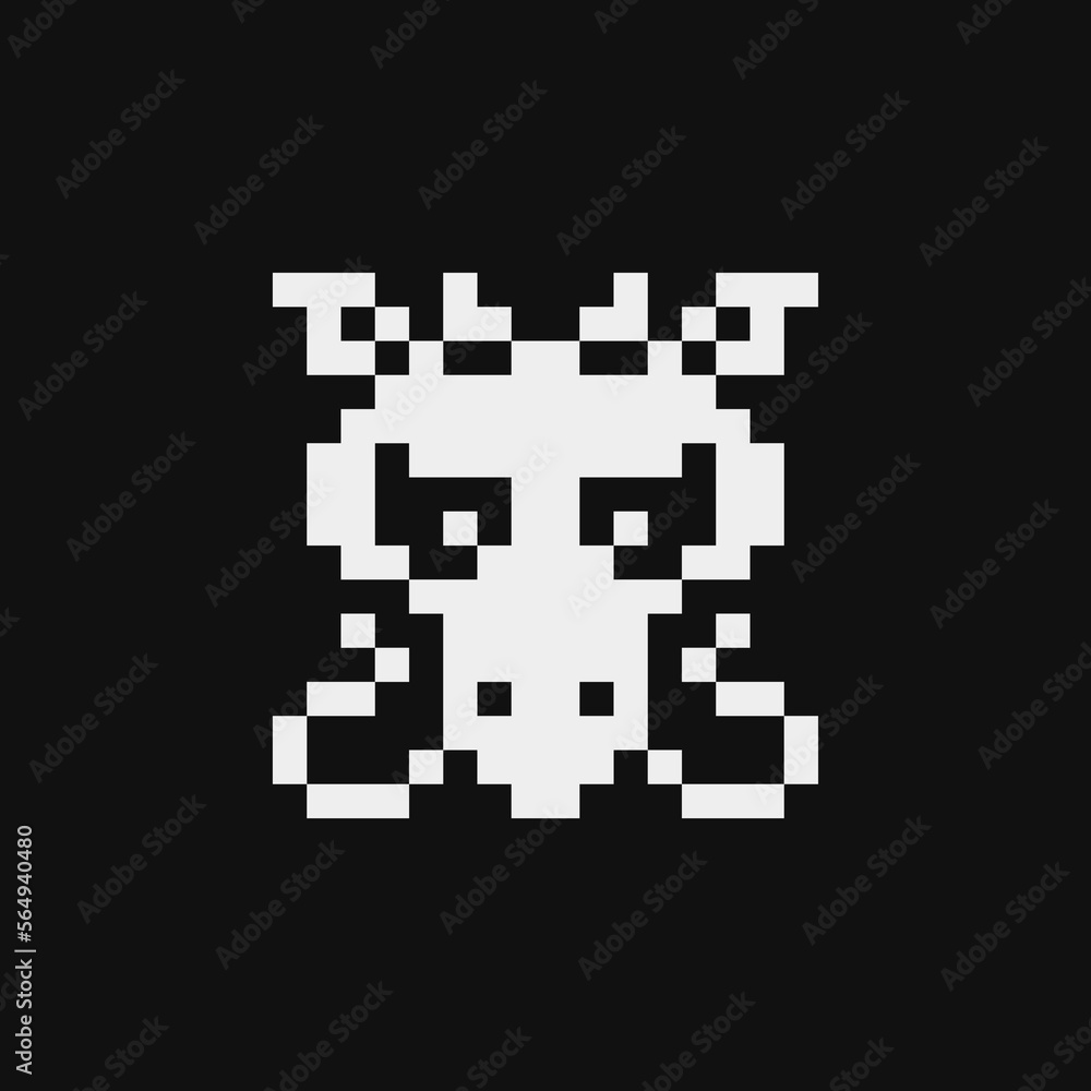 Стоковий вектор Dragon face emoji pixel art icon, lunar chinese new ...