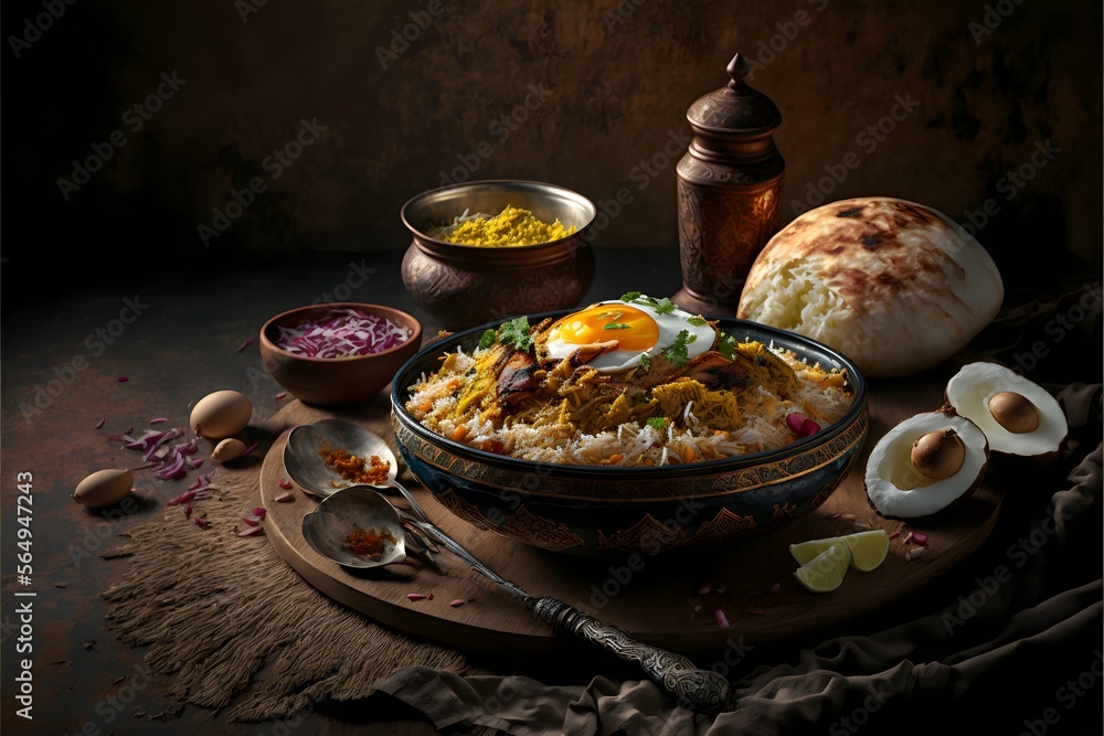 Authentic Indian Chicken Biryani, famous local gourmet food photography ...
