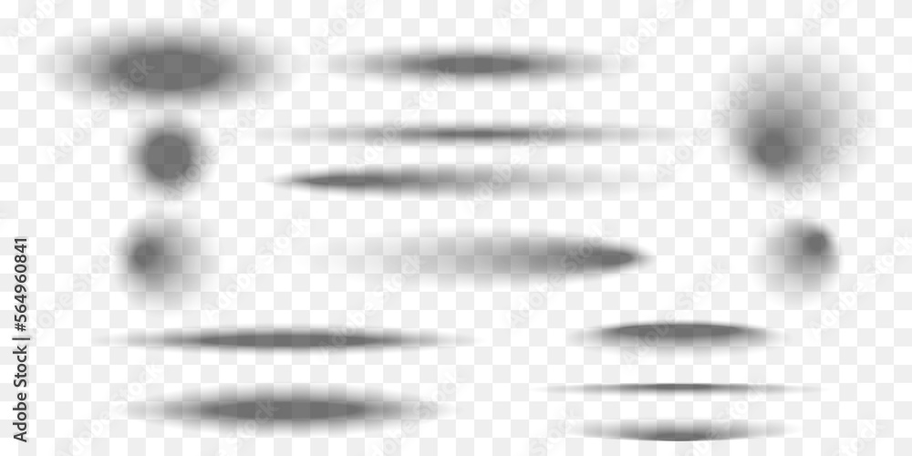 Set of circular and ellipse shadow effects isolated on transporent ...