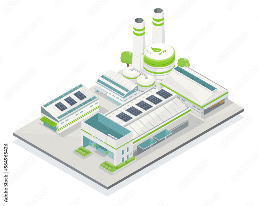 eco future industrial revolution factory concept ecology for industry ...