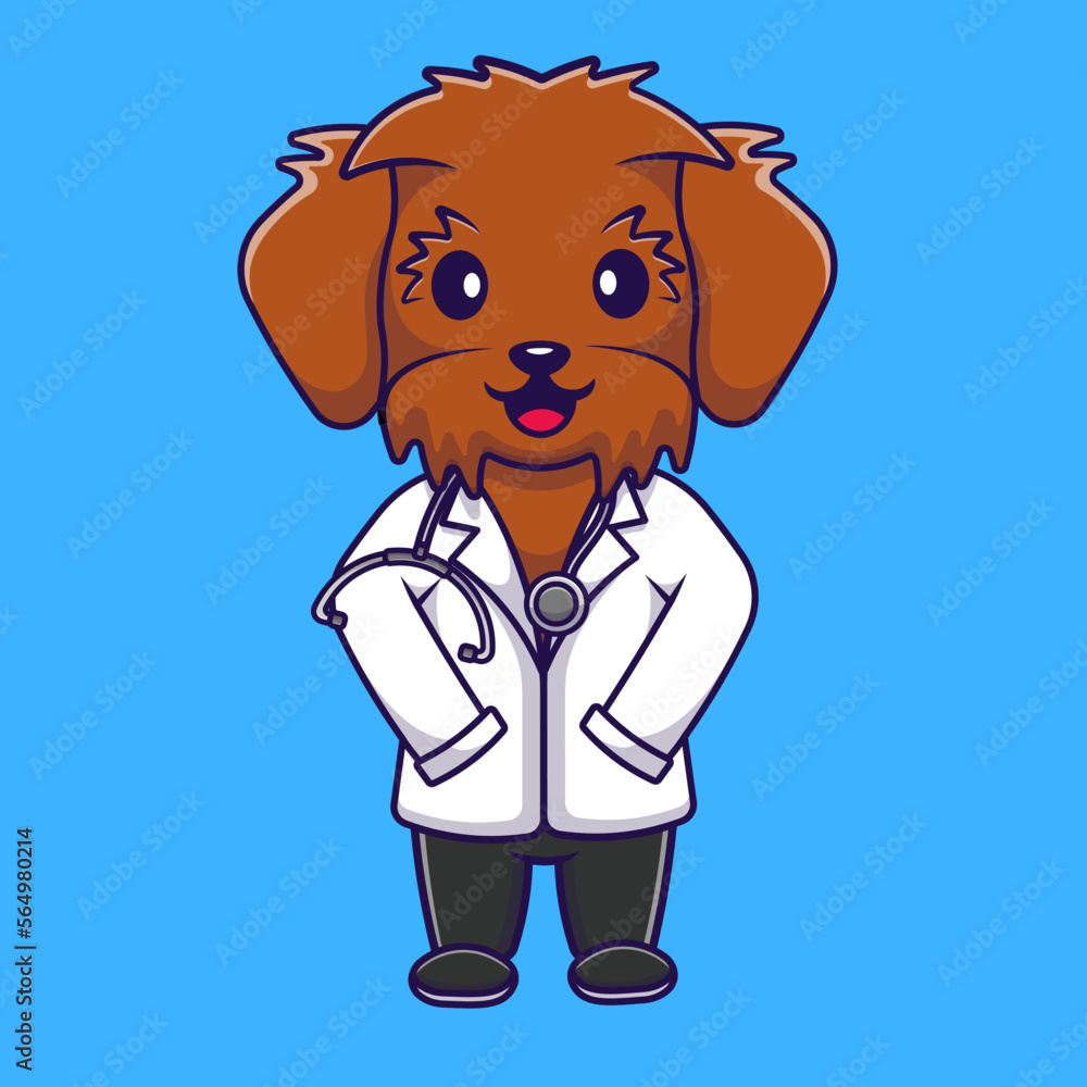 Cute Maltipoo Dog Doctor Cartoon Vector Icons Illustration. Flat ...