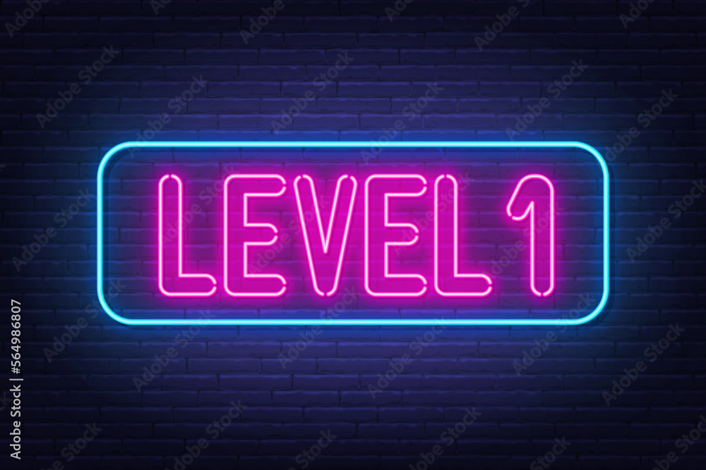 Level 1 neon sign on brick wall background. Stock Vector | Adobe Stock