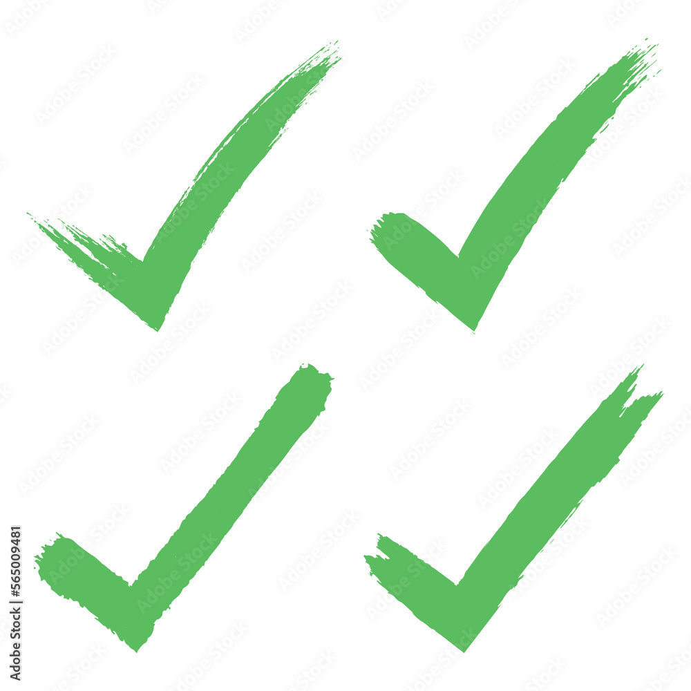 Green Paint Brush Stroke Check Marks Stock Vector | Adobe Stock