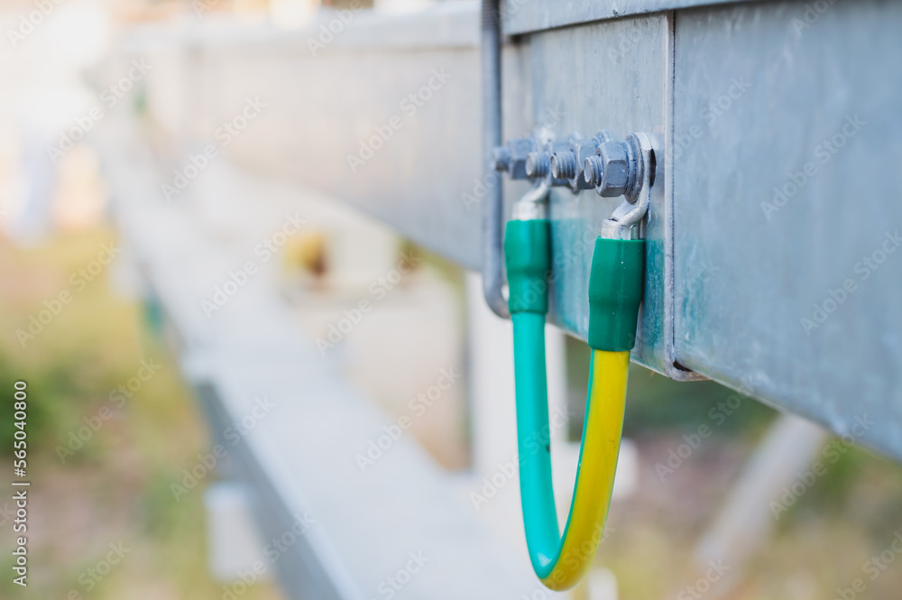 Electrical Wire way and Cable Ladder install at outdoor Area.Ground ...
