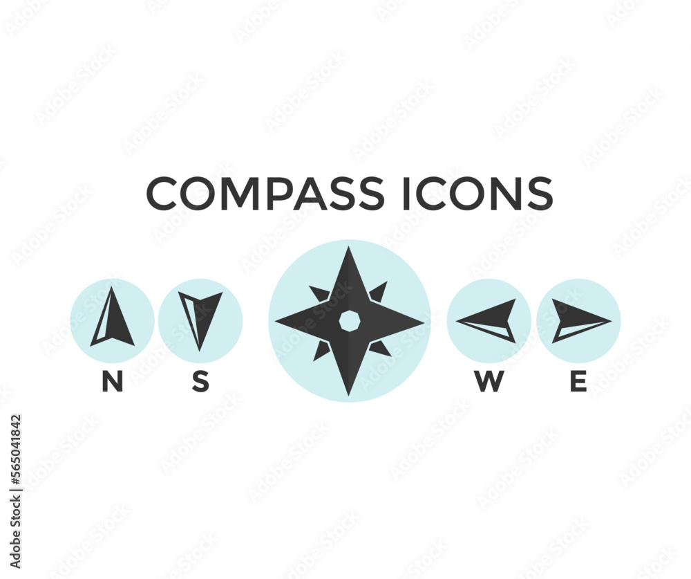 Vector de Stock Compass icons set, arrow compass icon sign and symbol ...