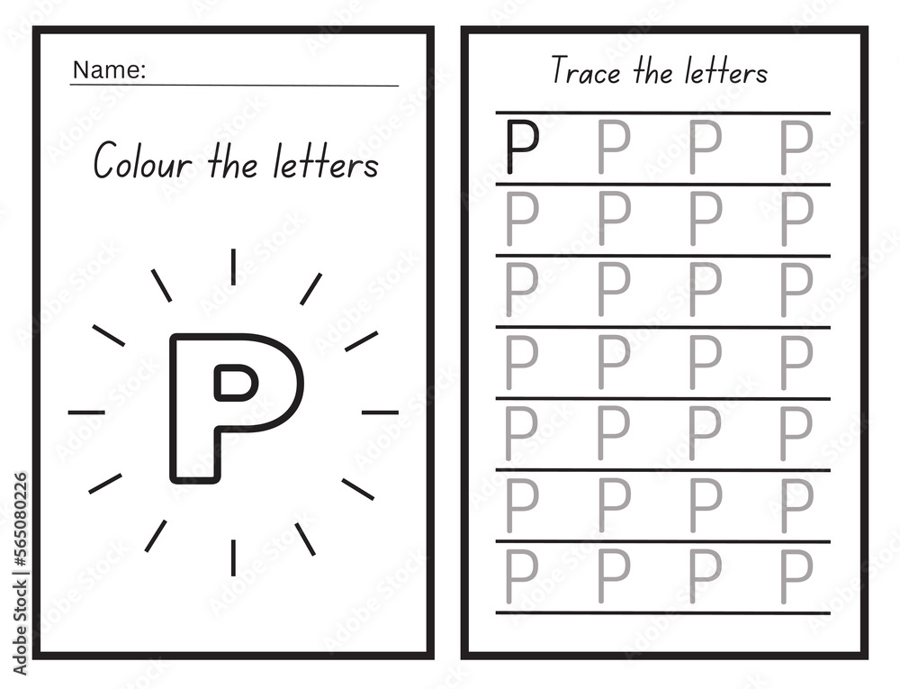 letter P coloring and tracing practice Worksheet for learning the ...