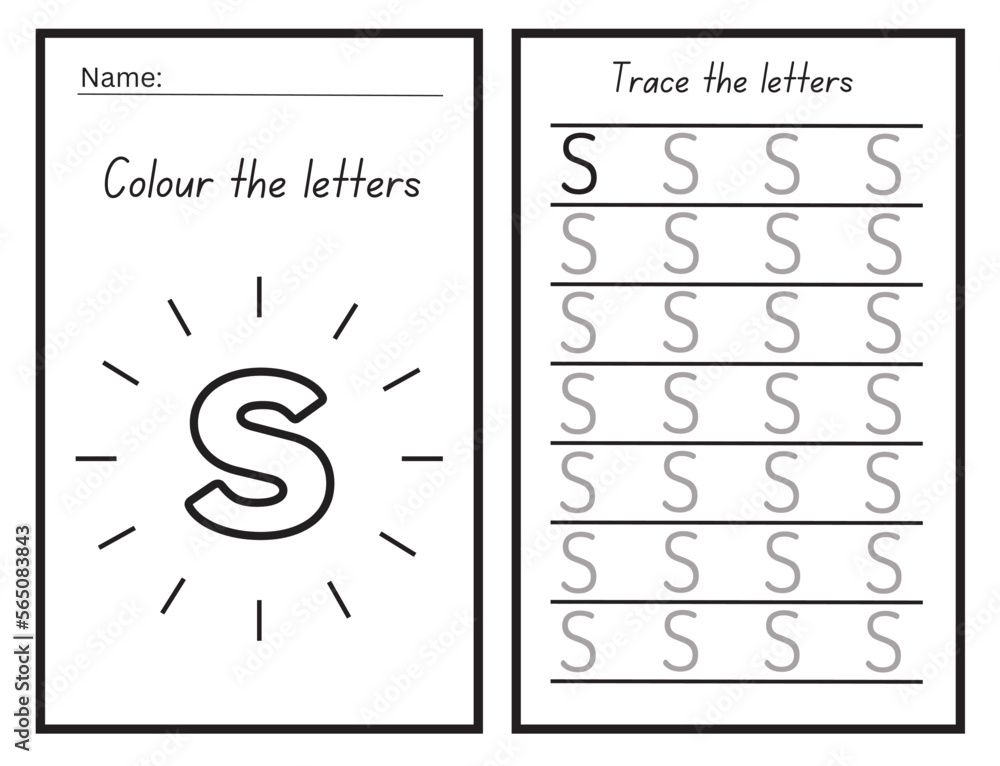 letter S coloring and tracing practice Worksheet for learning the ...