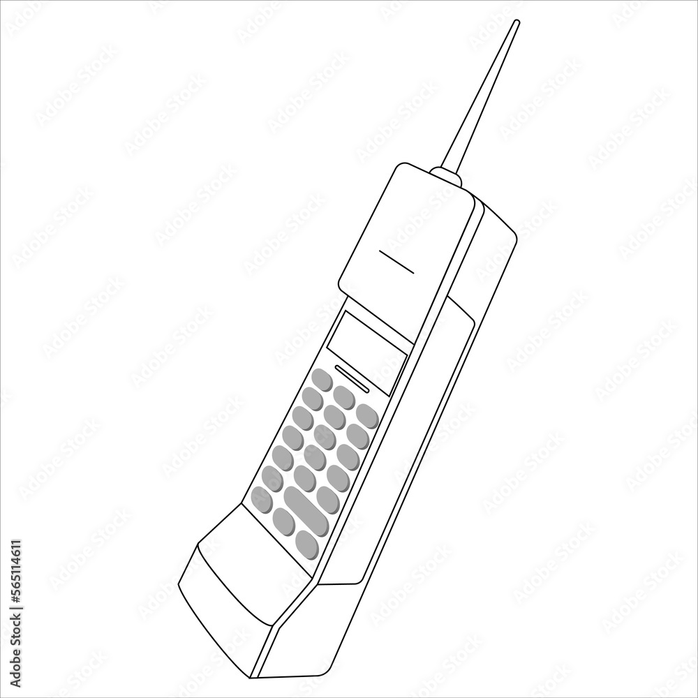 classic keypad mobile phones coloring pages vector, coloring pages for ...