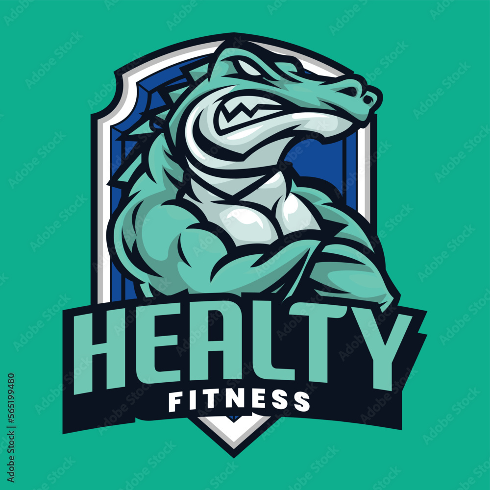 Alligator muscle gym logo design Stock Vector | Adobe Stock