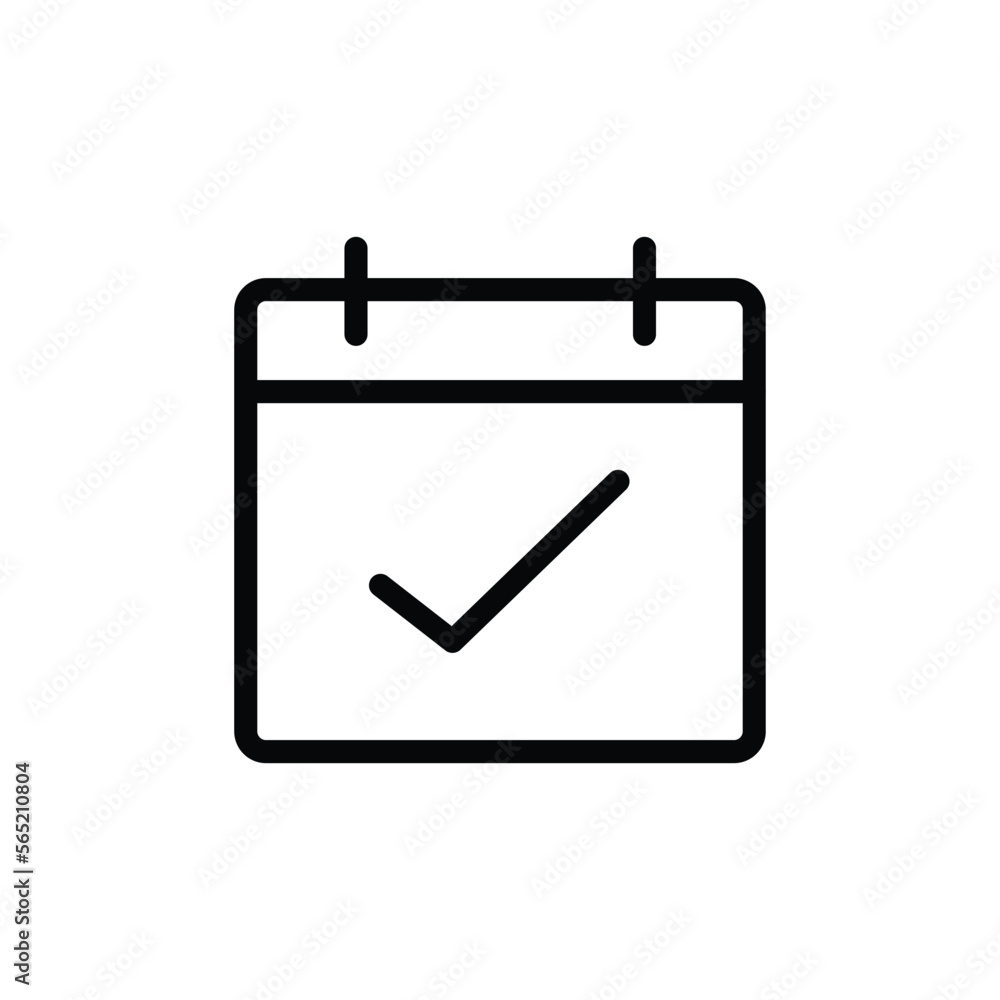 Calendar, check date icon vector illustration. Linear symbol with thin ...