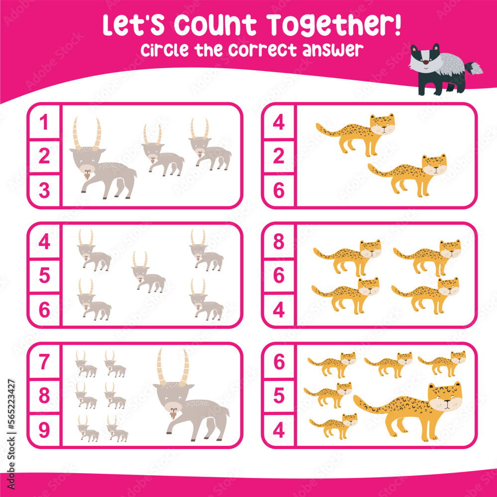Let’s counting the animals together and circle the number on the ...