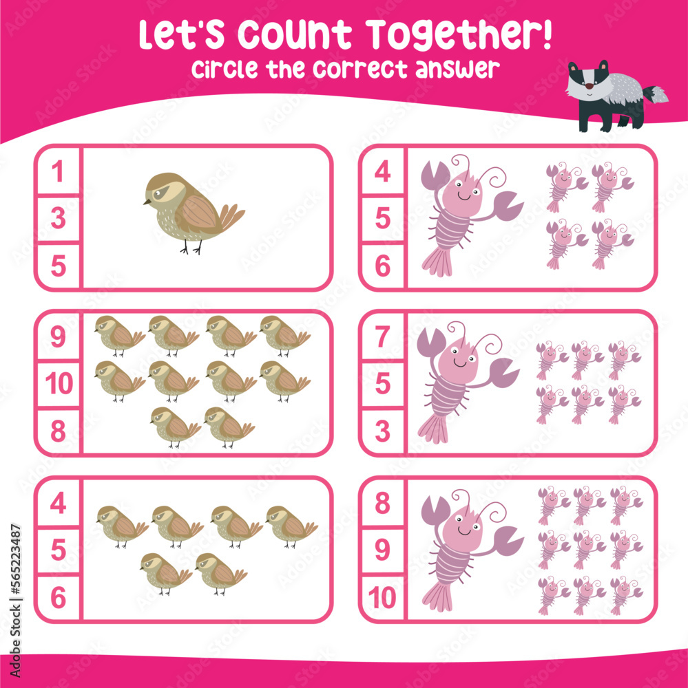 Let’s counting the animals together and circle the number on the ...