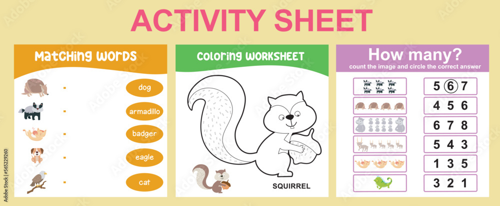 3 in 1 Activity kit animals edition for preschool and kindergarten kids ...