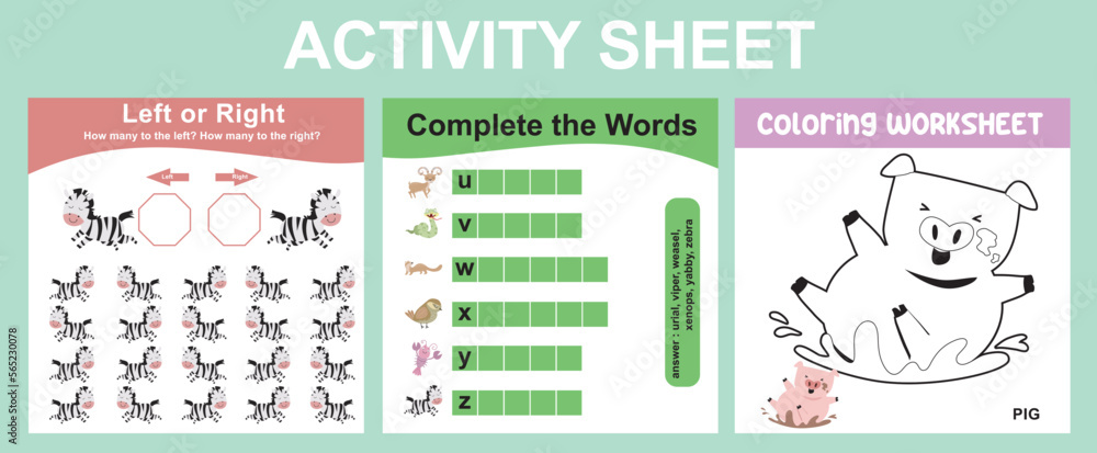 3 in 1 Activity kit for preschool and kindergarten kids with animal ...