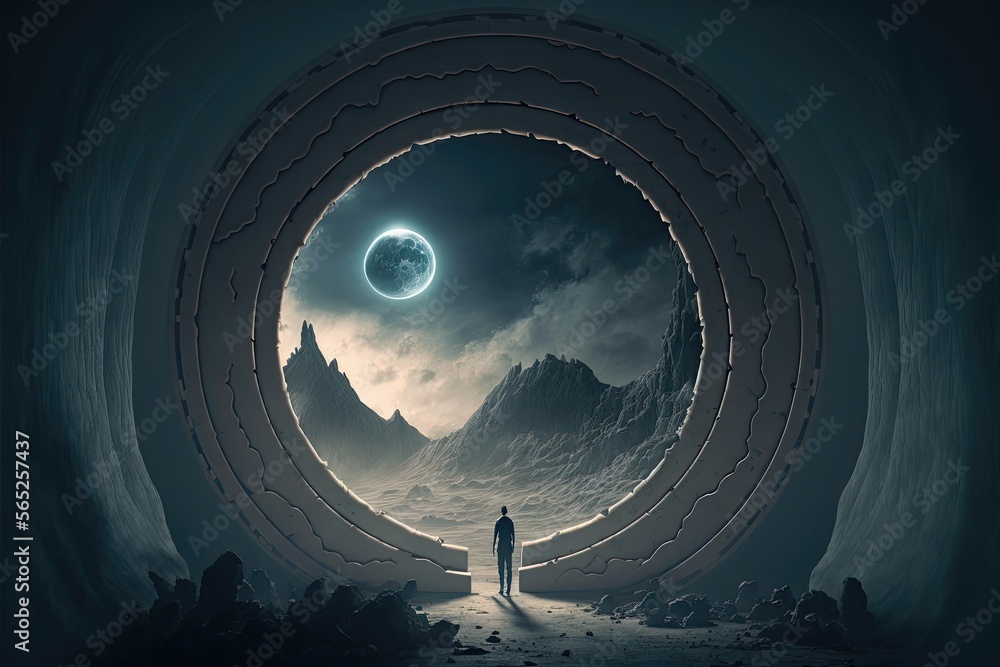 The portal to the otherworld. Future cyber technology time machine ...