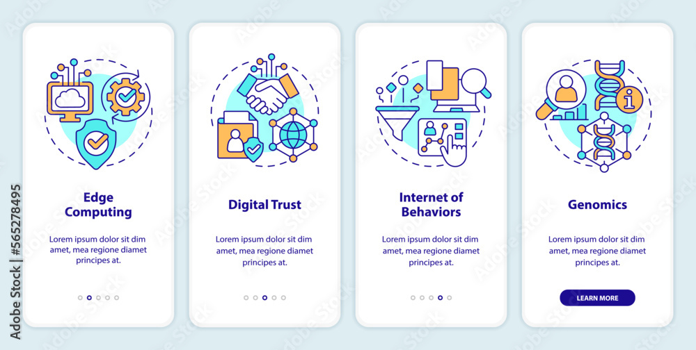 Information technology trends onboarding mobile app screen. Progress ...