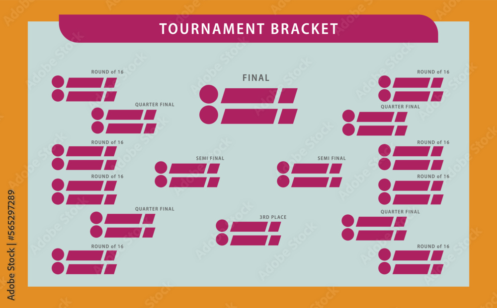 Tournament table template using orange, light blue, and purple ...